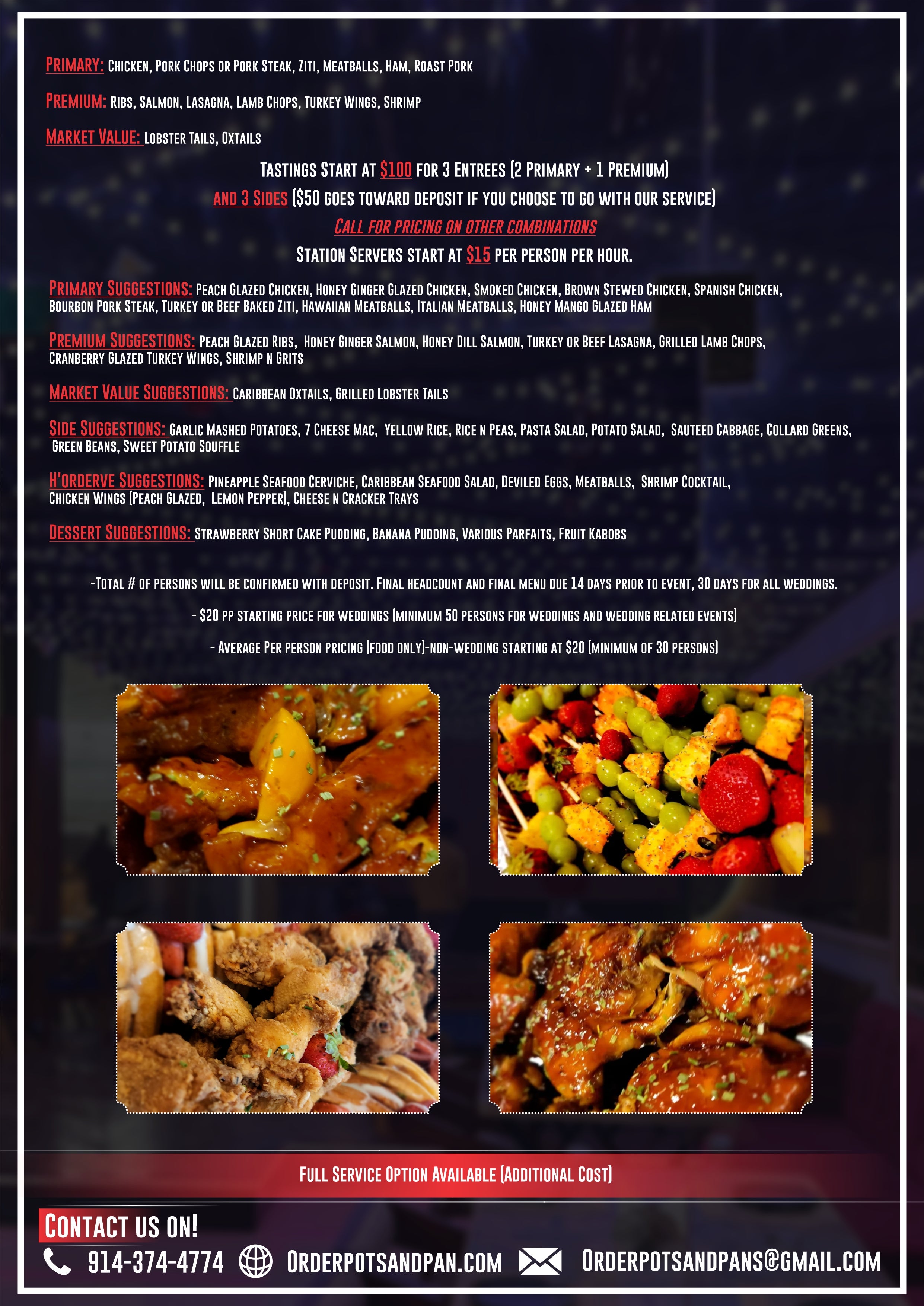 Catering Menu 2 – Pots & Pans Cuisine